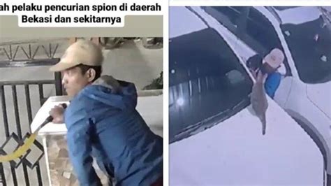 Rekaman Cctv Maling Spion Mobil Di Perumahan Bekasi Beraksi Membawa