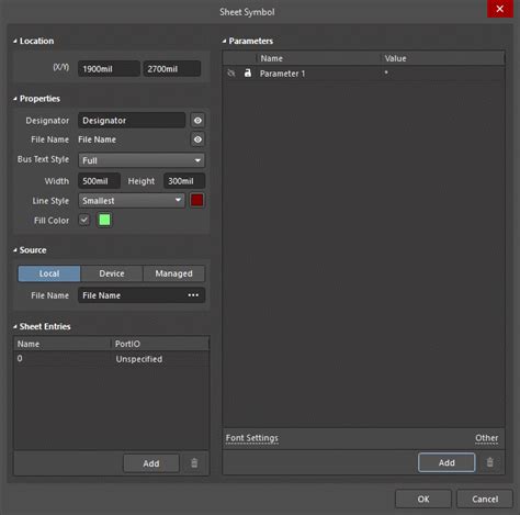 working with a sheet symbol object on a schematic sheet in altium