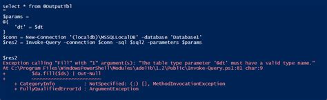 sql server powershell 5 1 is it possible to pass table results from