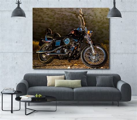 Harley Davidson Wall Art Motorbike Wall Art Chopper Wall Art Etsy
