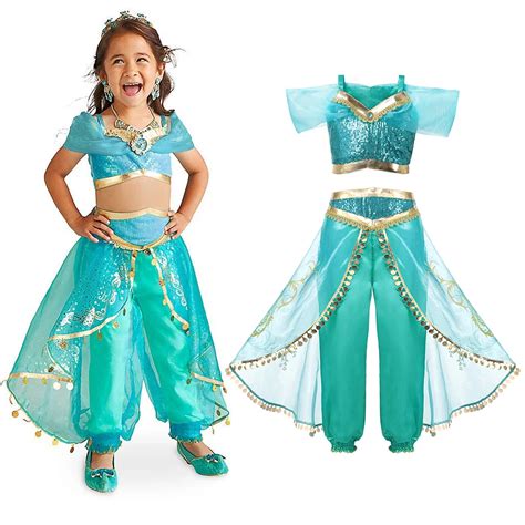 Girls Aladdin Genie Princess Jasmine Arabian Belly Da