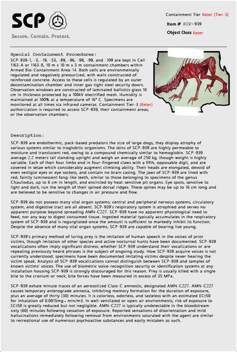 Scp 939 Document By Dinooj07 On Deviantart
