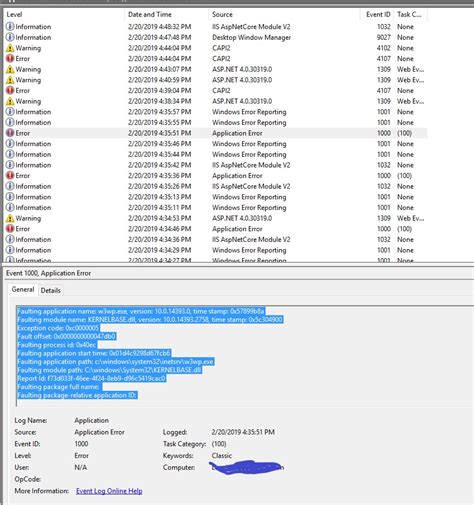 faulting module name clr dll installation just in time exception on