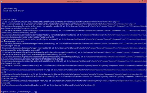 php pdoexception with mysql driver in laravel 4 1 when running