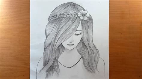 Uma Menina Com Cabelos Bonitos Desenho A Lápis Como Desenhar Uma