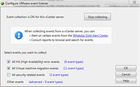 vcenter server event collection