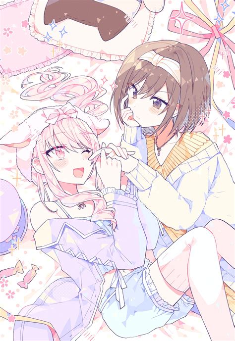 Safebooru 1girl 1other Akiyama Mizuki Bangs Bow Bowtie Brown Eyes