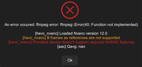 export not working ffmpeg nvenc version error · issue 545