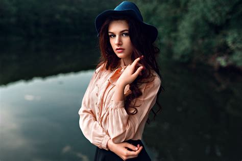 Shirt Hat Depth Of Field Face Portrait Women Looking Away
