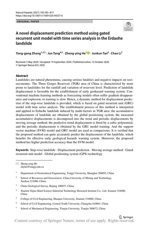 A Novel Displacement Prediction Method Using Gated Recurrent Unit Model