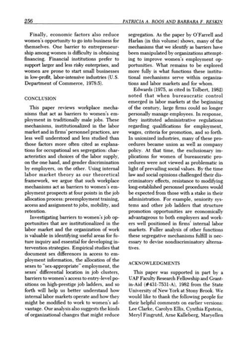 13 institutional factors contributing to sex segregation in the
