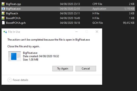 windows attempting to delete executable shows error that the file is