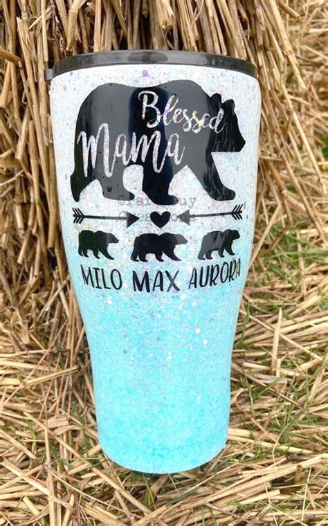 Mom Tumbler Blessed Mama Glitter Tumbler Mothers Day Tumbler Etsy