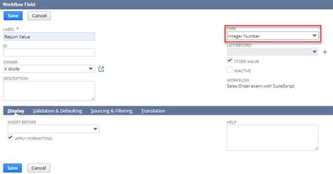 netsuite applications suite storing a return value from a custom