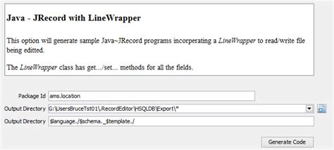 recordeditor generate option