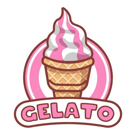 Helado Gelato Logo Comida Marca Producto Dibujos Animados Estilo Vector