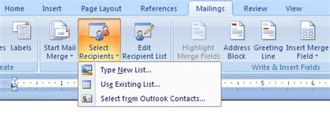 create a data document data source mail merge microsoft office