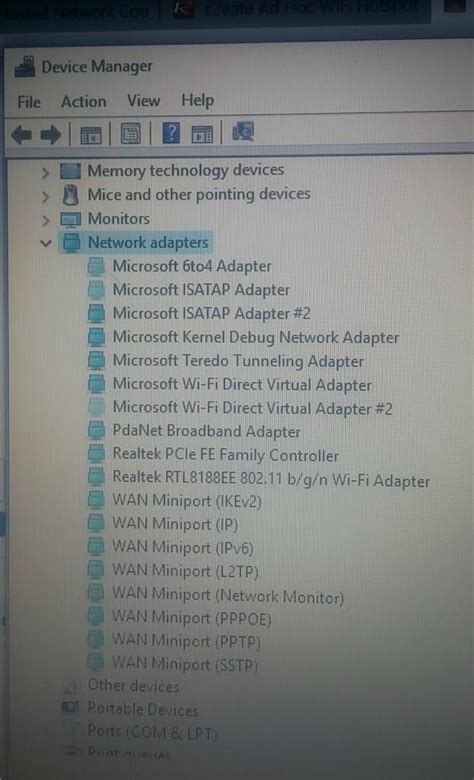 microsoft hosted network virtual adapter missing from device manager