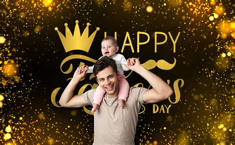 Ouyida Happy Fathers Day Backdrop Gold Glitter Bokeh