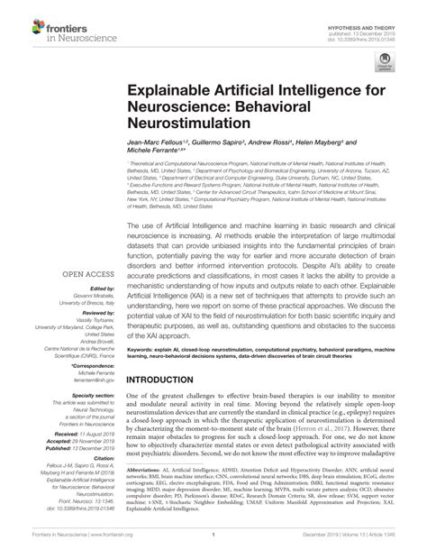 Pdf Explainable Artificial Intelligence For Neuroscience Behavioral