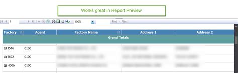 fixed header not working in report viewer control