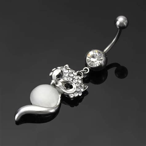 1pc Stainless Steel Fox Navel Rings Belly Bars Belly Button Rings