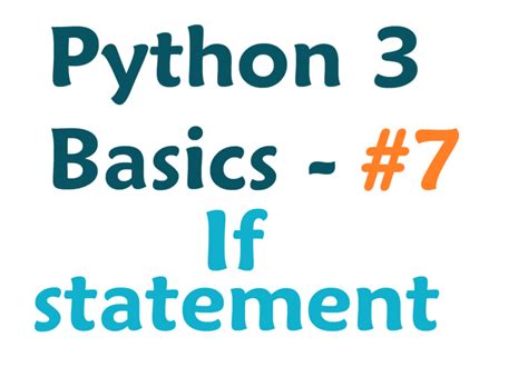 the if statement in python 3