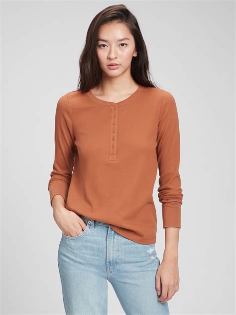 Waffle Knit Henley T Shirt Gap Factory
