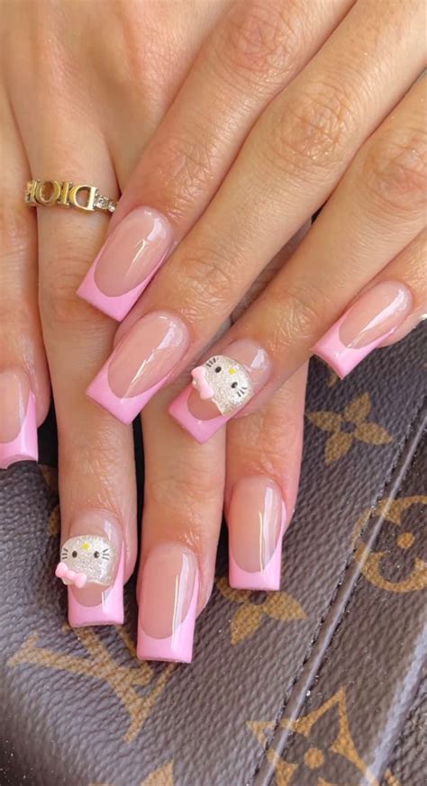 Pink Hello Kitty Nails 💗 Pink Acrylic Nails Hello Kitty Nails