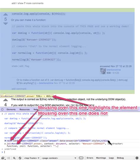 javascript console log not outputting html of jquery selection