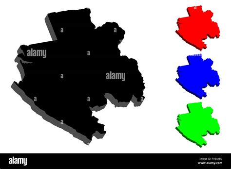 3d Map Of Gabon Gabonese Republic Black Red Blue And Green