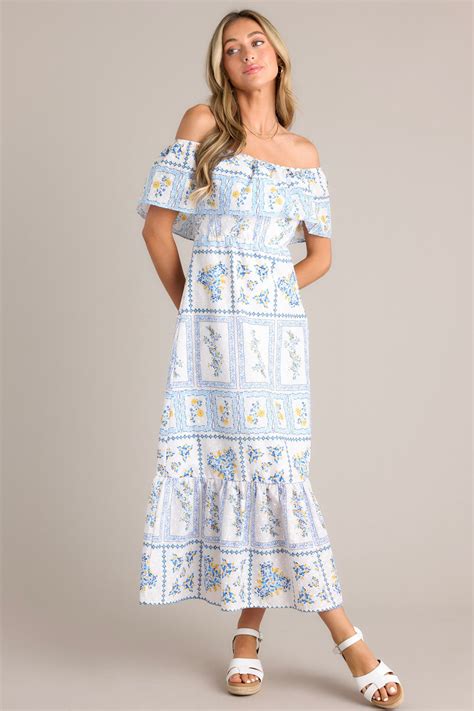 White And Blue Embroidered Maxi Dress All Dresses Red Dess