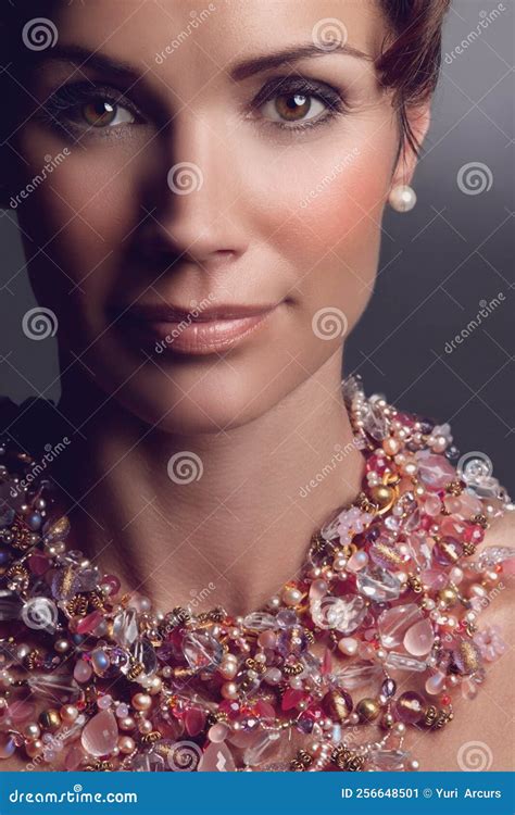 Dressed To Impress A Mature Woman Wearing A Stunning Necklace Stock