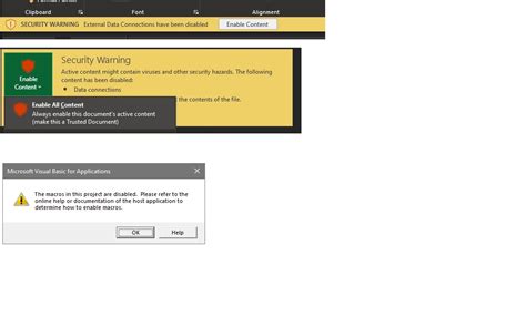 excel macros stay disabled even after enabling all content microsoft