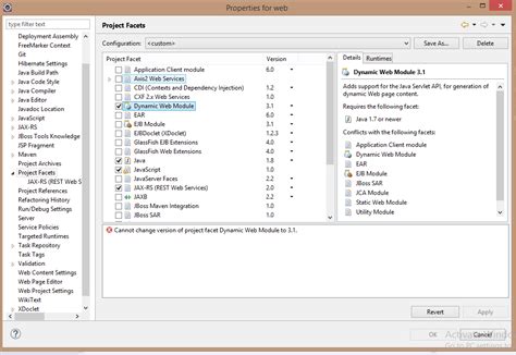 java project facet dynamic web module 4 0 is not