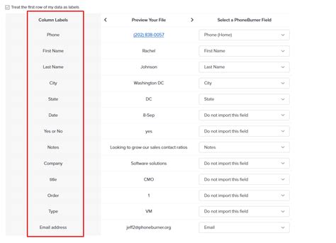 how do i to set up a csv file for importing phoneburner