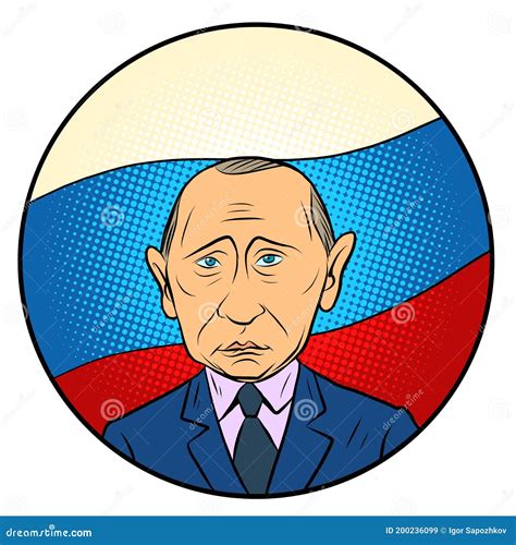 President Vladimir Putin Caricature Cartoon Style Vector