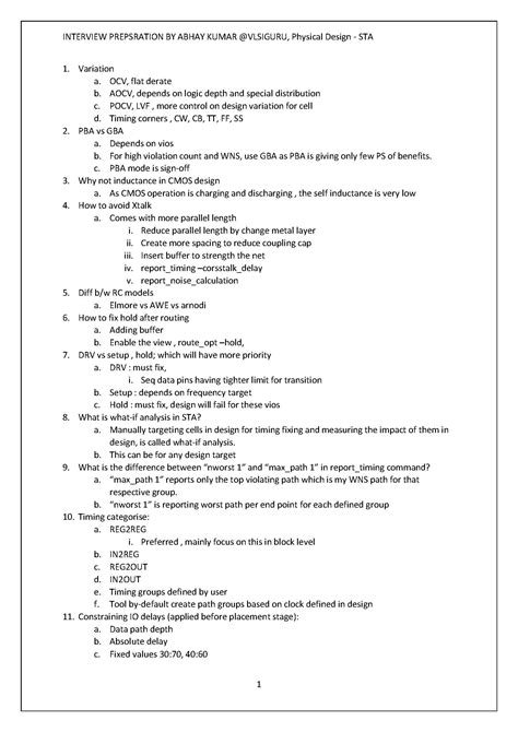 pd interview preparation questions vlsi