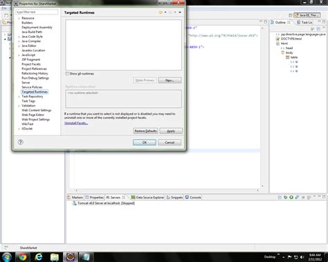 java unable to associate project with a runtime server in eclipse ide