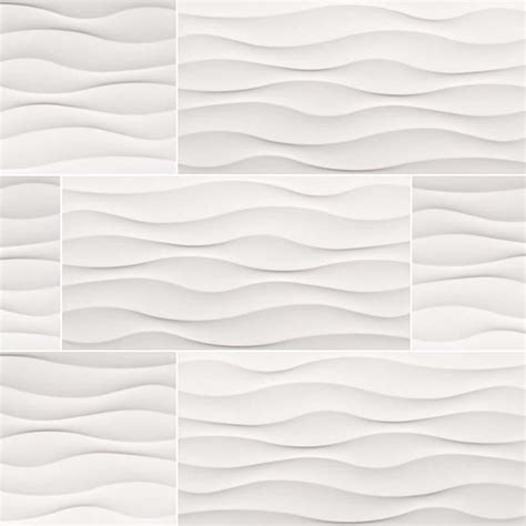 Dymo Wavy White Glossy 12x36 Ceramic Tile — Solidshape Technologies Inc