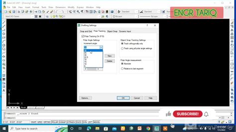 autocad 2007 polar tracking tutorial autocad polar tracking settings