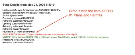 sync error details 7 object reference not set to an instance of an