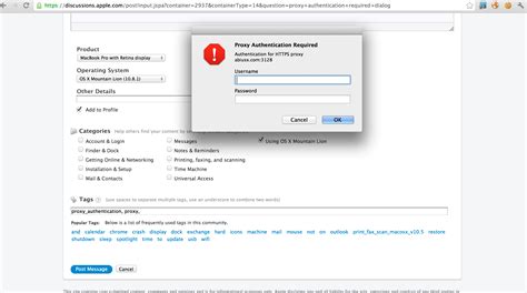 proxy authentication required dialog not … apple community