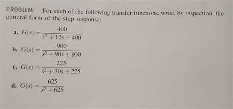 Solved Problem For Each Of The Following Transfer