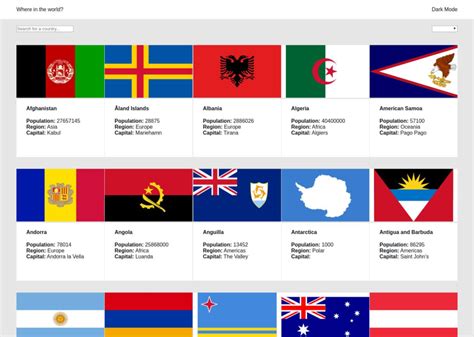 frontend mentor where in the world app is a ui to rest countries api
