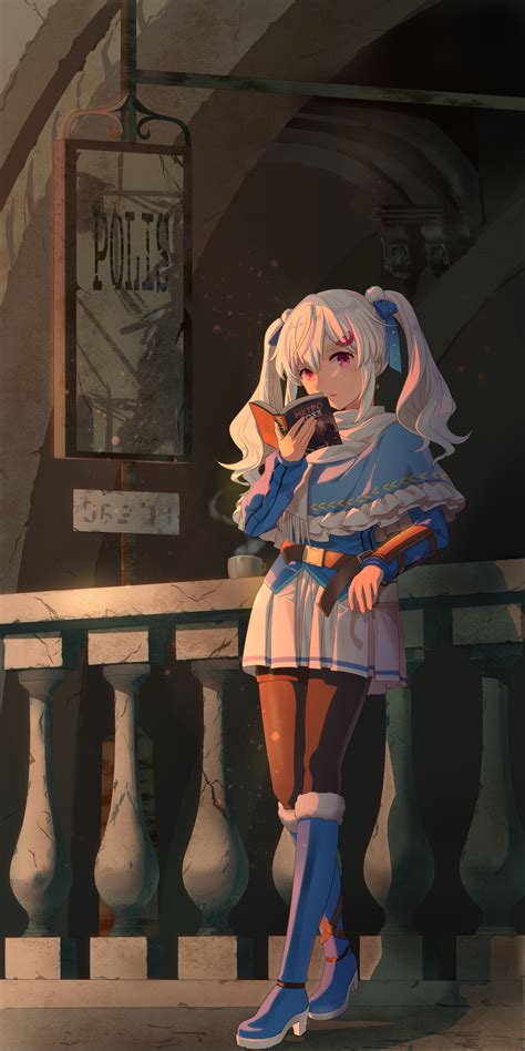 Wallpaper Anime Girls Original Characters White Hair Pink Eyes