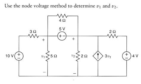 solved use the node voltage method to find v1 and v2