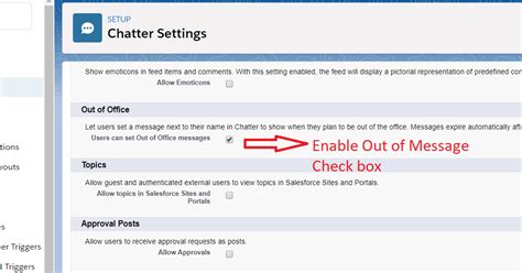 salesforce code crack how to set out of office message in chatter in