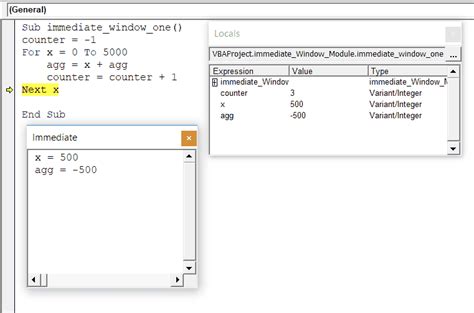 using the vba immediate window