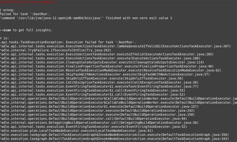 spring boot task for gradle finished with non zero exit value 1